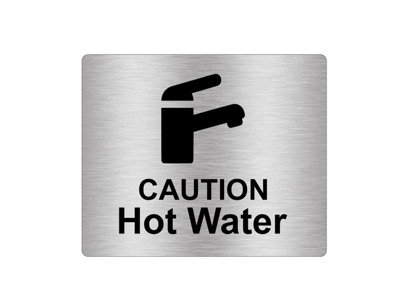 Caution Hot Water Sign Adhesive Sticker | Etsy
