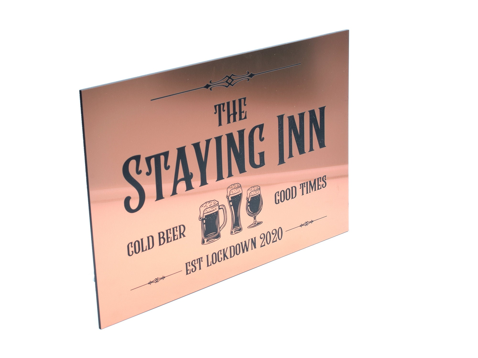 The Staying Inn Novelty Lockdown Bar Sign Metallic Silver / | Etsy