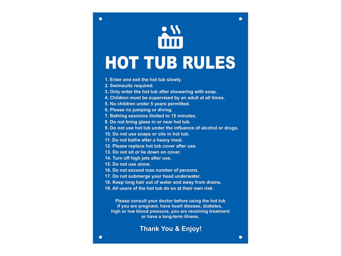 NEW Hot Tub Rules Contemporary Sign for Outdoor Use With a - Etsy