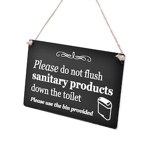 Sanitary Bin Sign for Toilet, Ladies, Loo, Bathroom, W.C - Hanging ...