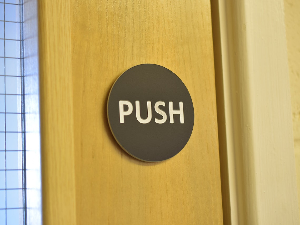 Push & Pull Circular Adhesive Door Signs - Etsy UK
