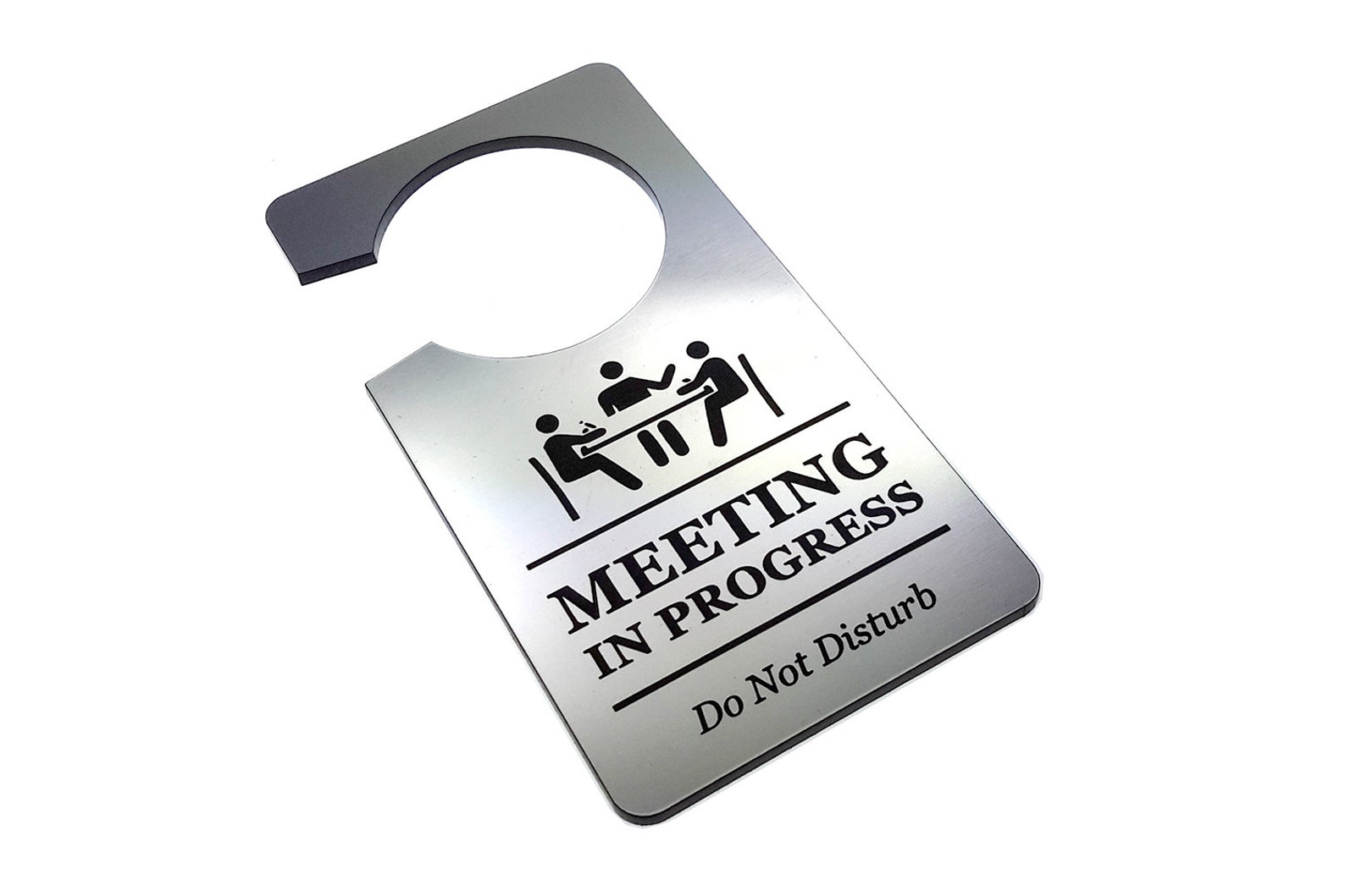 Meeting in Progress Door Hanger: Engraved Acrylic Office Sign - Etsy