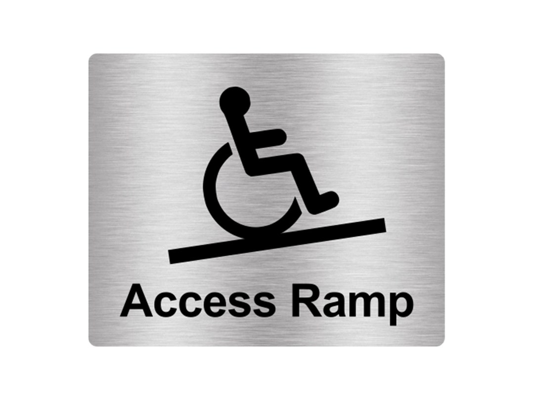 Access Ramp Wheelchair Sign, Adhesive Sticker Notice With Universal ...