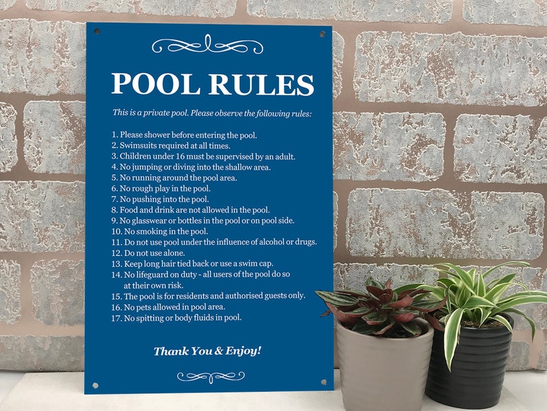 Swimming Pool Rules Sign Engraved Outdoor Signage - Etsy