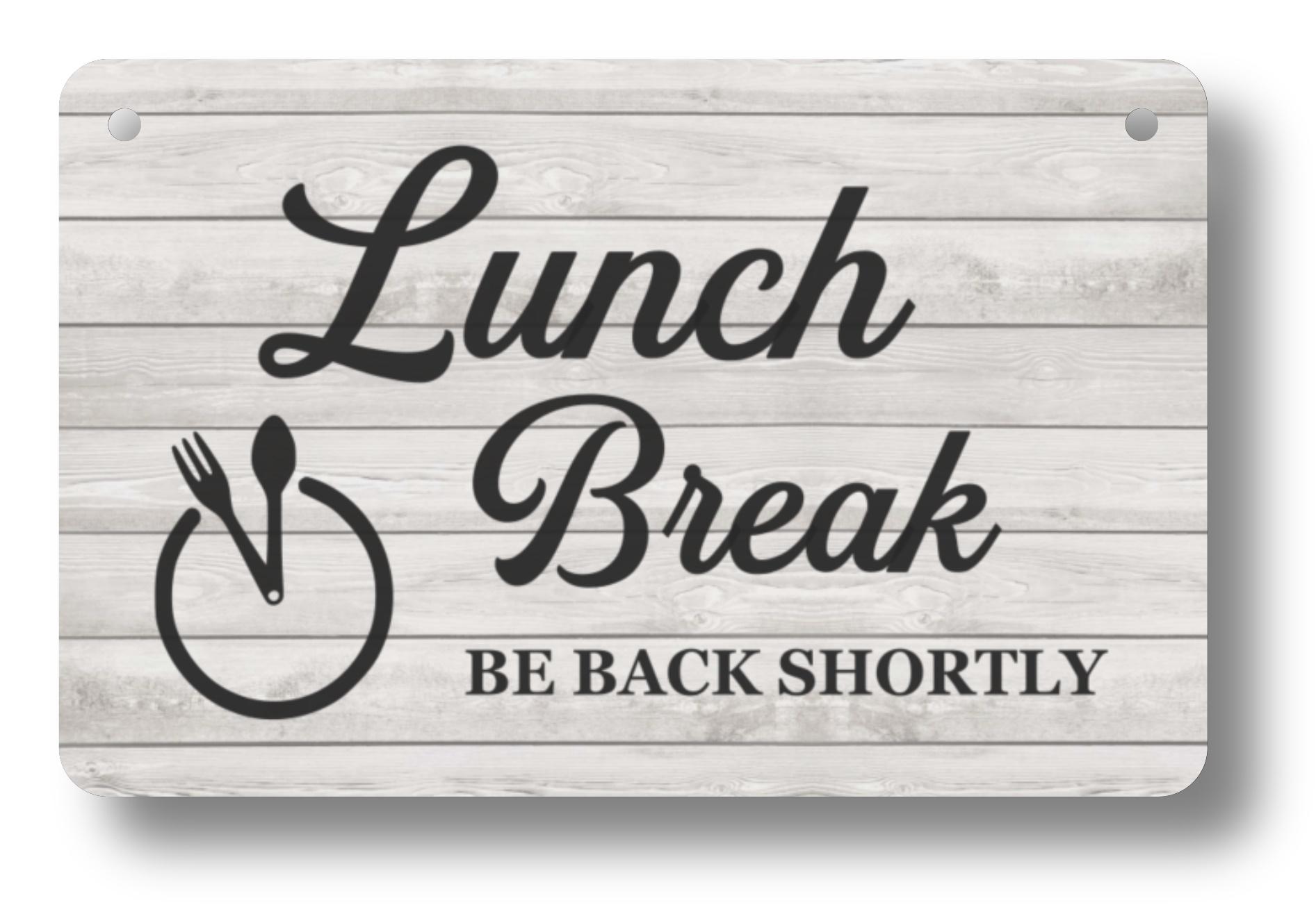 Lunch Break Hanging Sign: Be Back Soon Notice - Wood Effect - Etsy