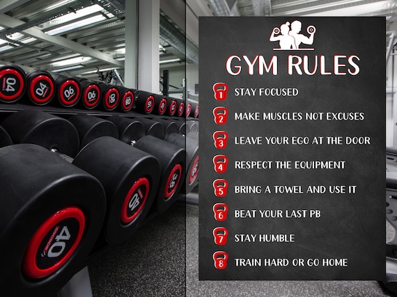 Gym Rules A3 Adhesive Sign - Etsy UK