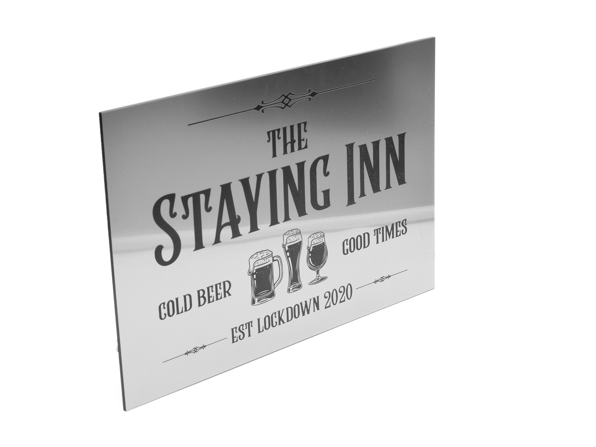 The Staying Inn Novelty Lockdown Bar Sign Metallic Silver / | Etsy