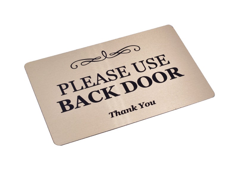 Please Use Back Door Sign Self Adhesive Aluminium Metal - Etsy