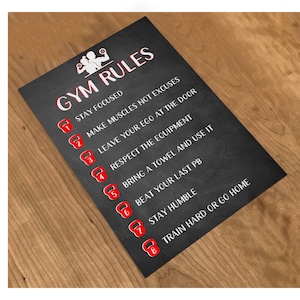 Gym Rules A3 Adhesive Sign - Etsy