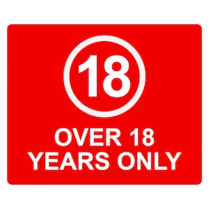 Over 18 Years Only, Adhesive Sticker Notice Door Security Sign ...