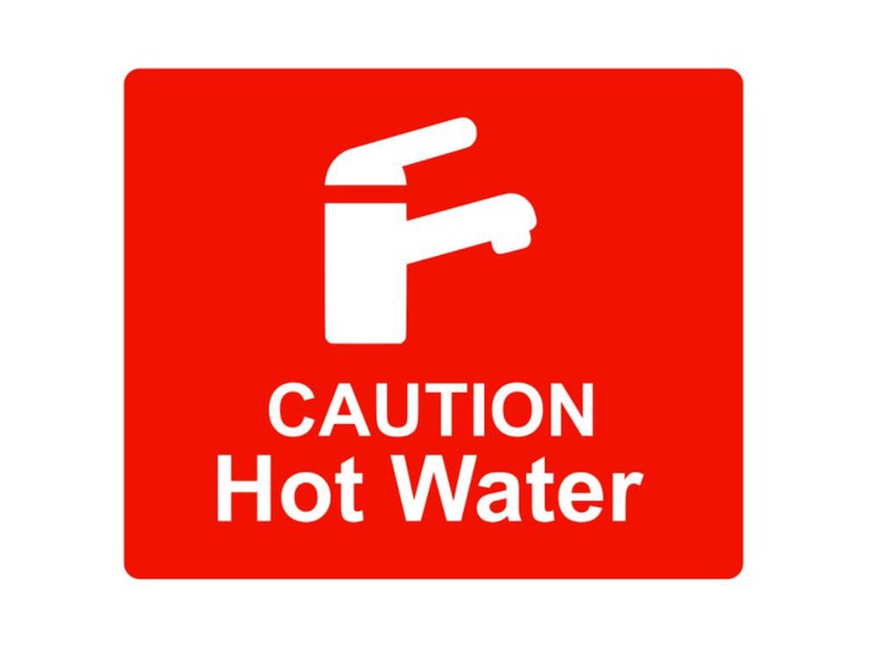 Caution Hot Water Tap Sink Sign Adhesive Sticker Notice with | Etsy