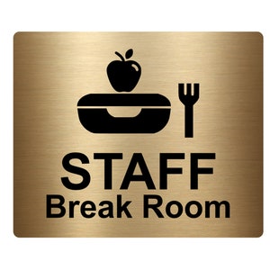 Staff Break Room Sign Adhesive Door Sticker Notice With Universal Icon ...