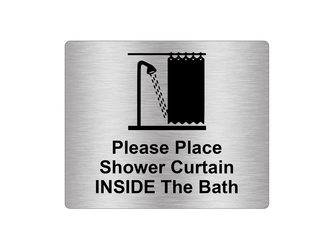 Shower Curtain Sign: Silver Metallic Acrylic Adhesive Notice (12cm X ...