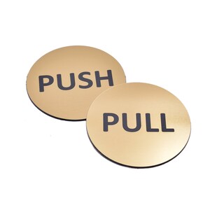 Metallic Silver Push Pull Door Signs - Self-adhesive Aluminium UV ...