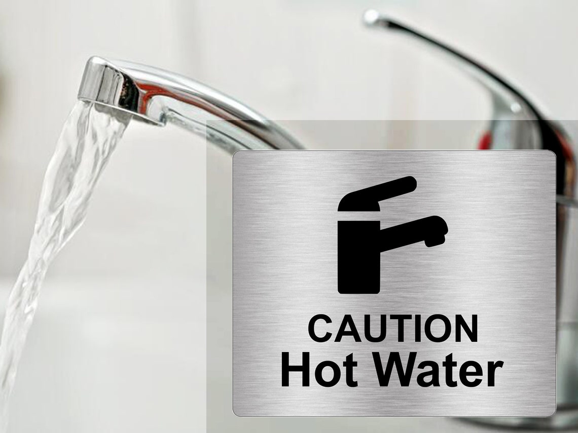 Caution Hot Water Sign Adhesive Sticker - Etsy