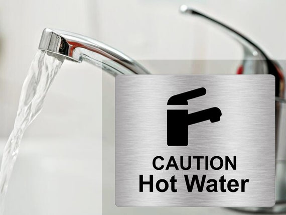Caution Hot Water Sign Adhesive Sticker - Etsy