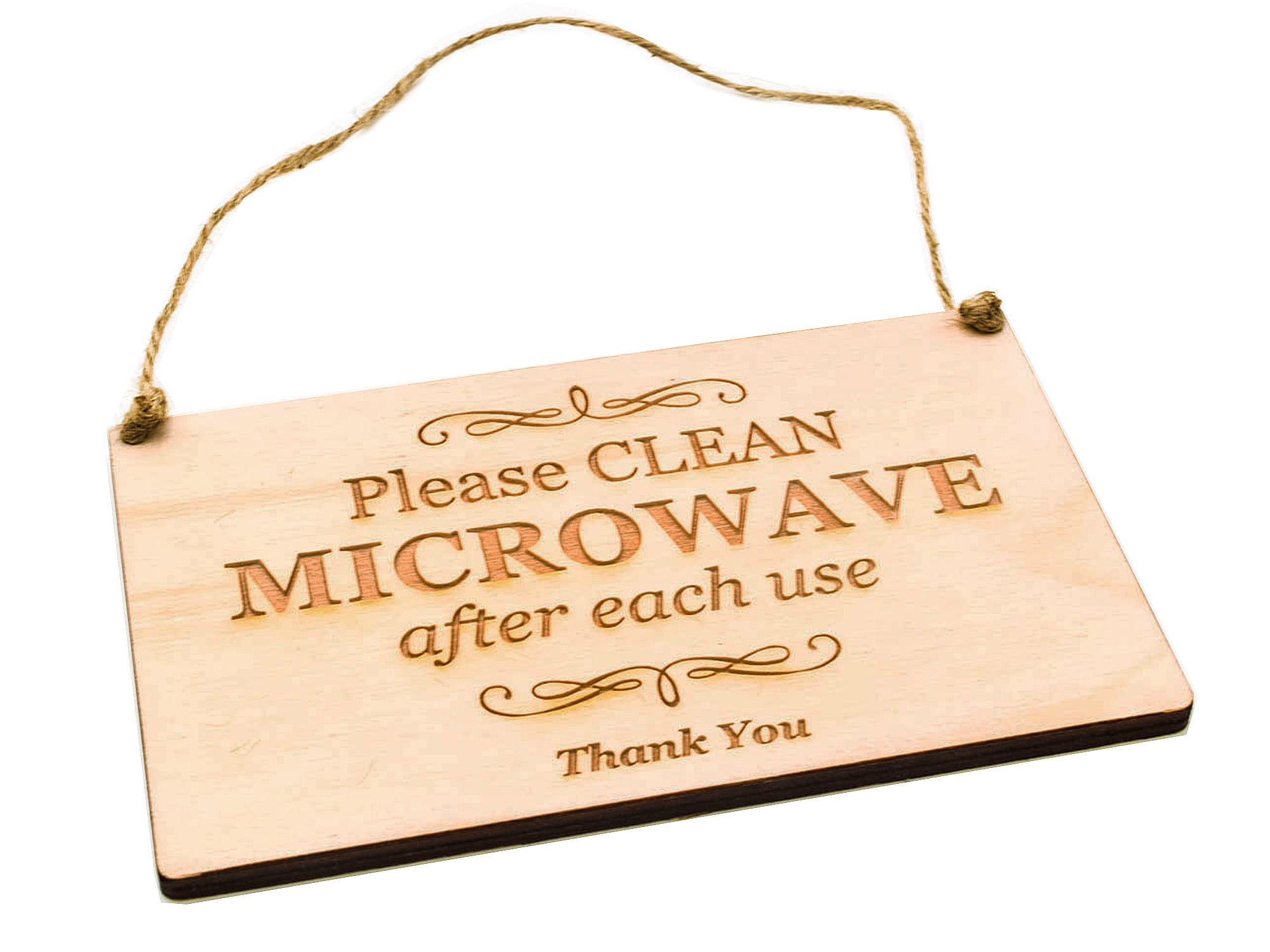 Engraved 'please Clean Microwave' Sign: Kitchen or Office - Ash Veneer ...