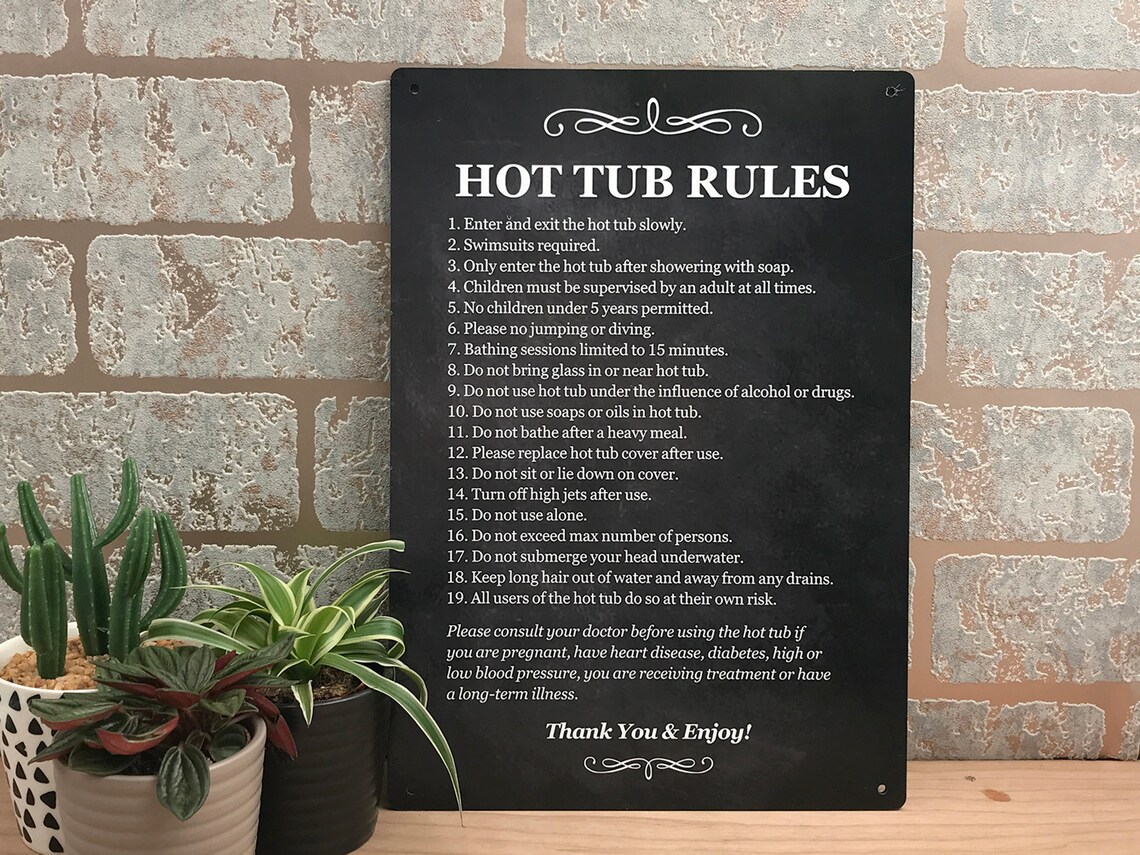 Hot Tub Rules Outdoor Sign - Etsy