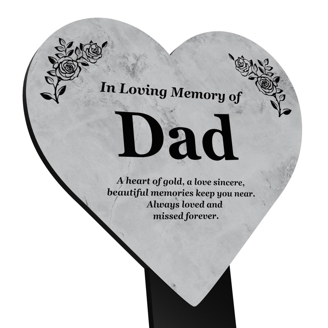 Heart-shaped Dad Memorial Plaque With Poem, Grave Marker With Marble ...