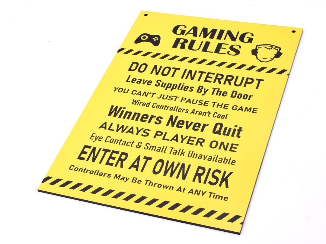 Gaming Gamers Rules, Novelty Sign - Door or Bedroom Sign / Gift Present ...