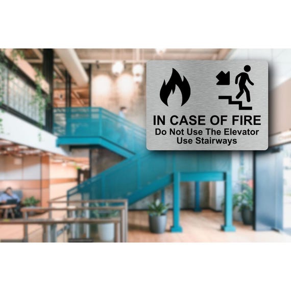 Elevator Fire Hat Sign