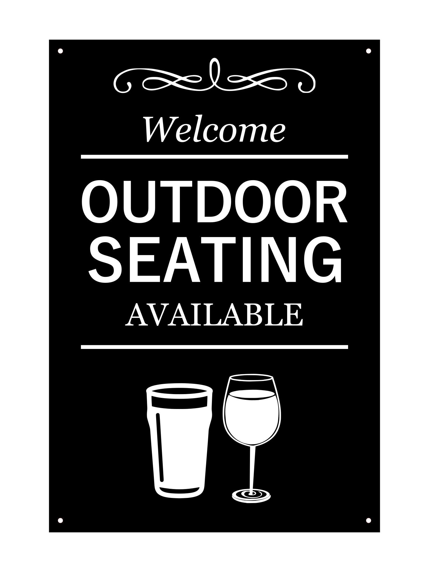 OUTDOOR SEATING SIGN Black / Grey / Wood Effect Acrylic | Etsy