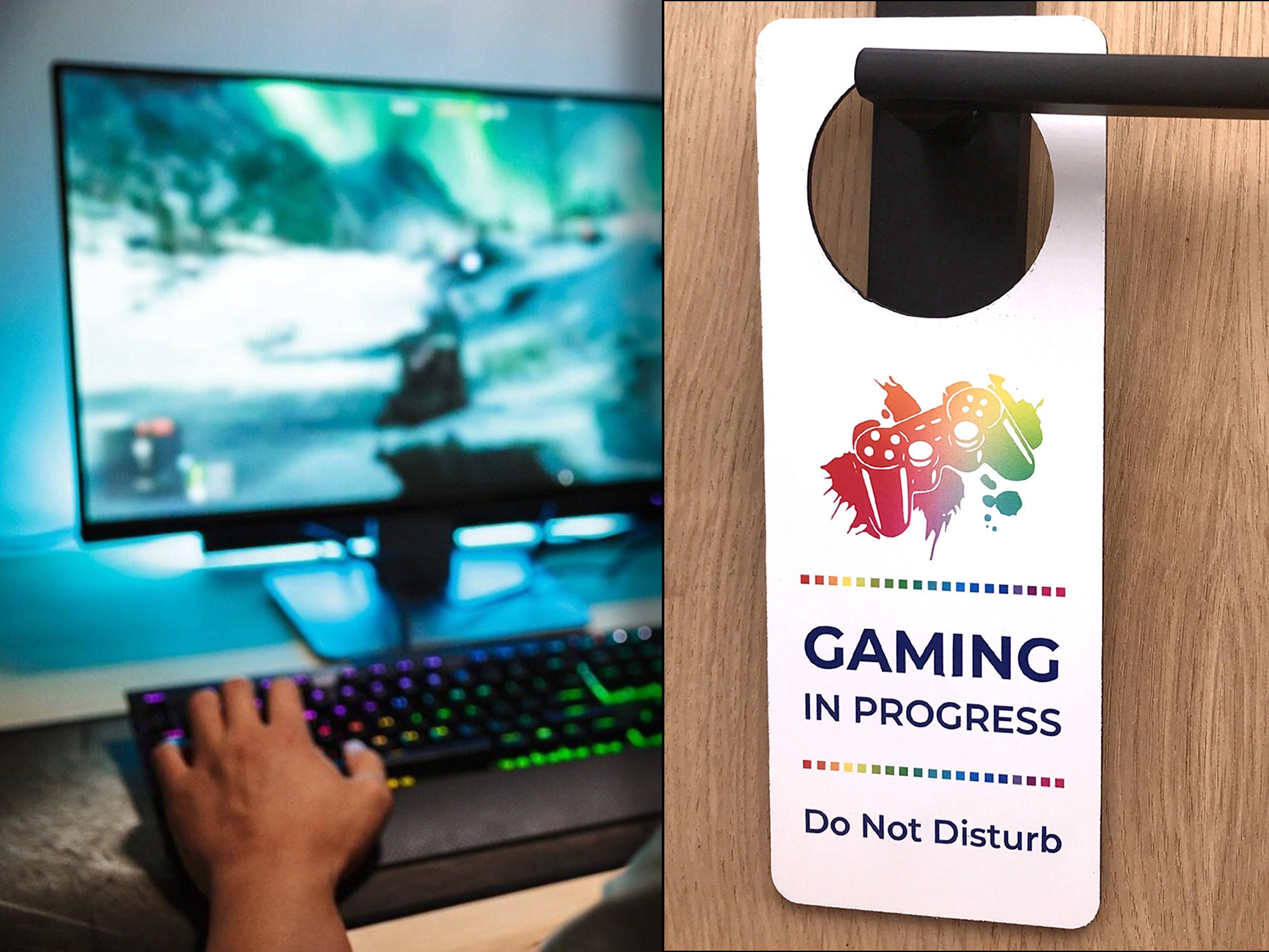 Do Not Disturb Door Hanger Gaming in Progress - Etsy