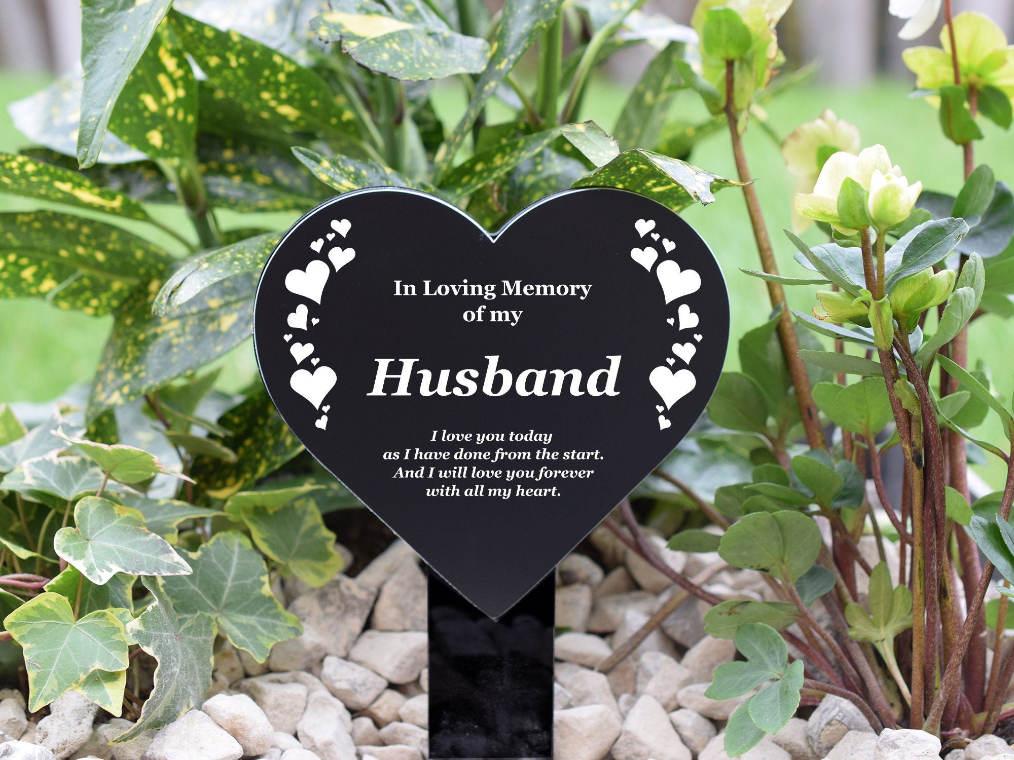 Husband Engraved Heart Memorial Stake - Etsy