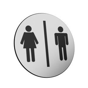 Elegant Toilet Sign - 70mm Circular - Metallic Steel Finish - Etsy
