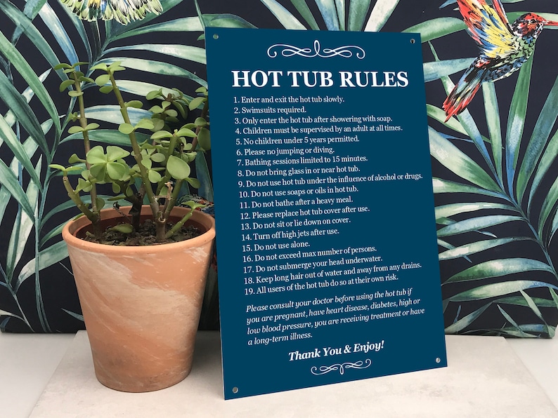 Hot Tub Rules Sign Engraved Outdoor Signage | Etsy