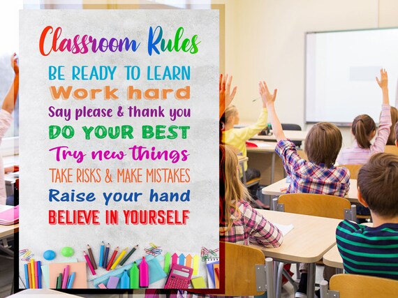 Classroom Rules Colourful Printed Sign | Etsy