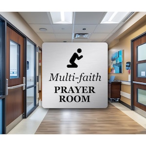 Multi-faith Prayer Room Sign – Brushed Silver Aluminium, Self-adhesive ...