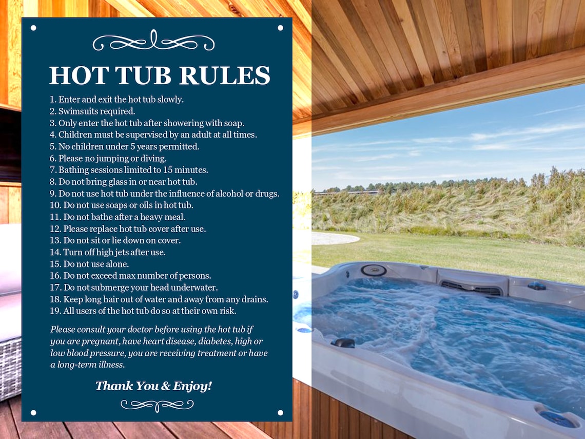 Hot Tub Rules Sign - Engraved Outdoor Signage - Etsy