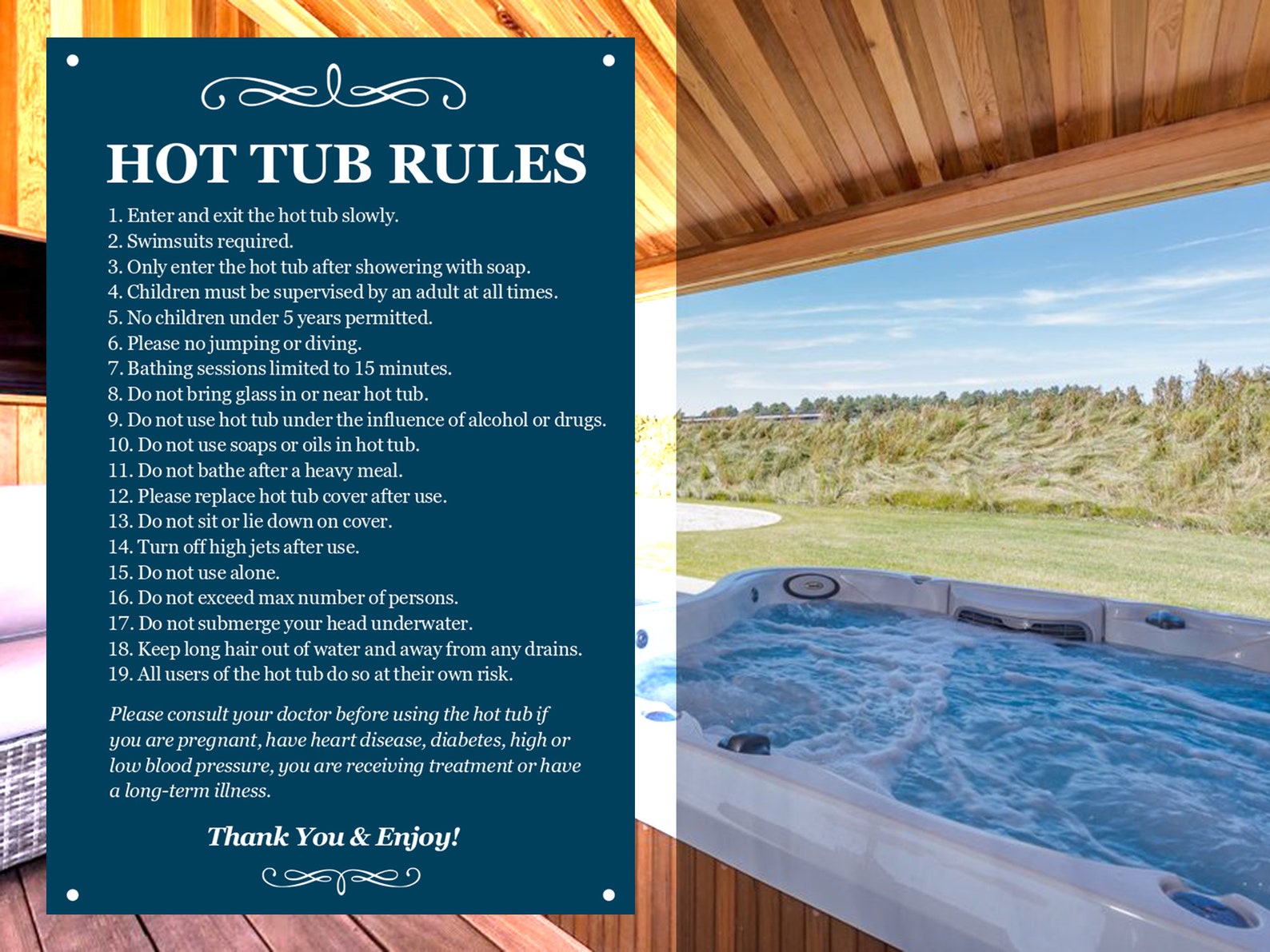Hot Tub Rules Sign Engraved Outdoor Signage | Etsy