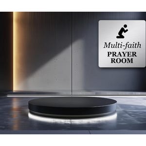 Multi-faith Prayer Room Sign – Brushed Silver Aluminium, Self-adhesive ...