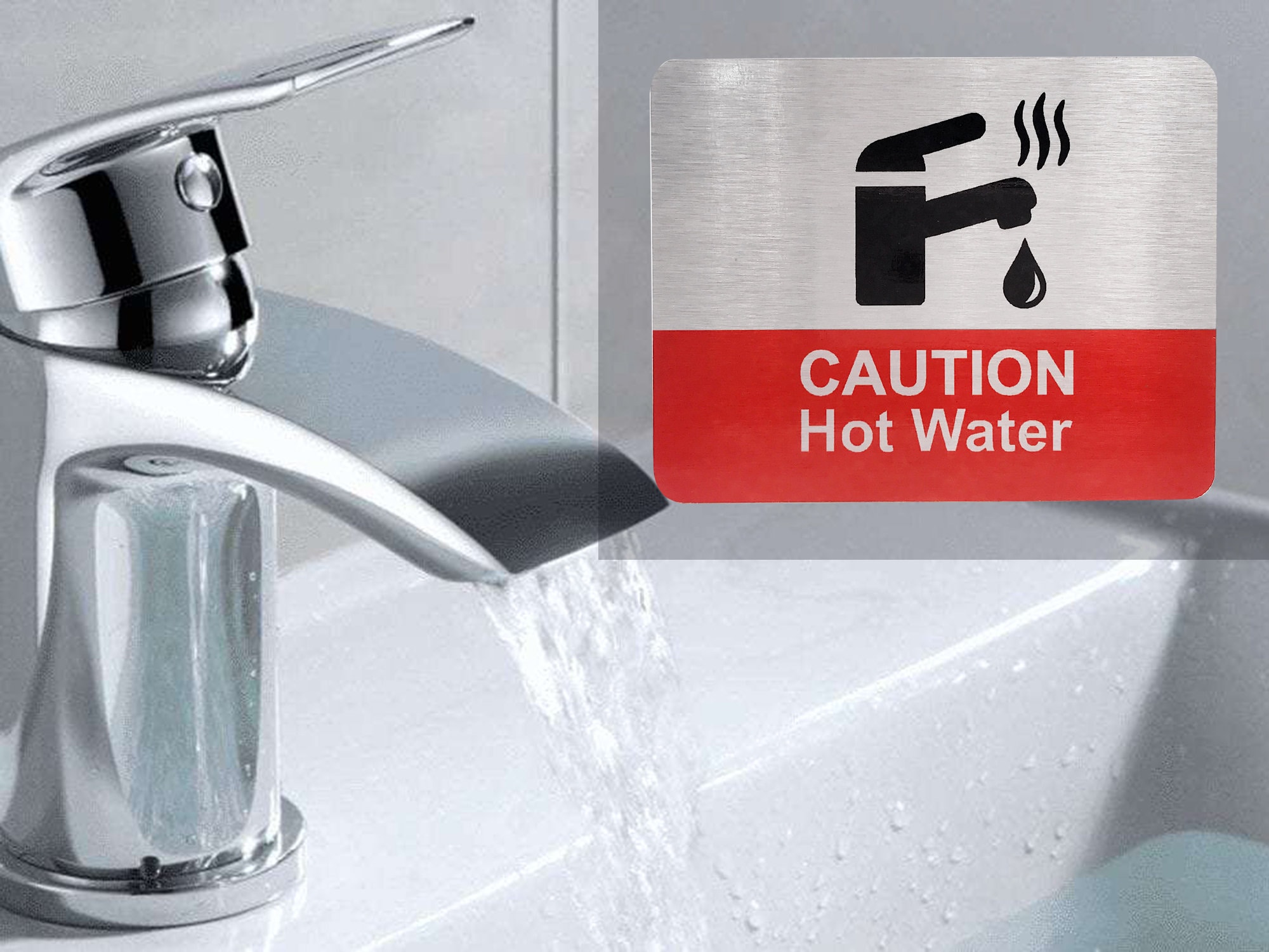 Caution Hot Water Adhesive Metal Sign - Etsy