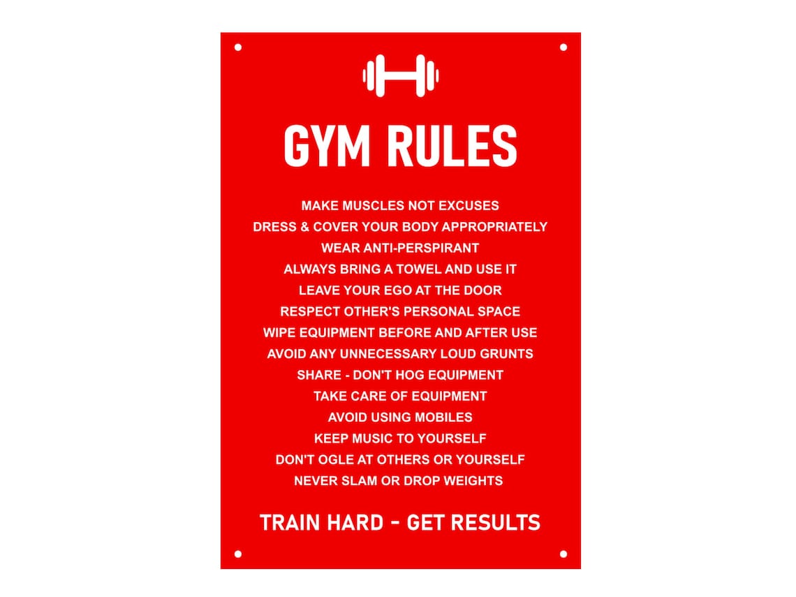 Gym Rules - Etiquette Sign Plaque Notice - Etsy UK