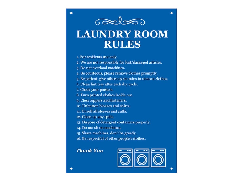 Laundry Room Rules Sign Notice - Etsy Laundry Room Rules Sign Notice - Etsy