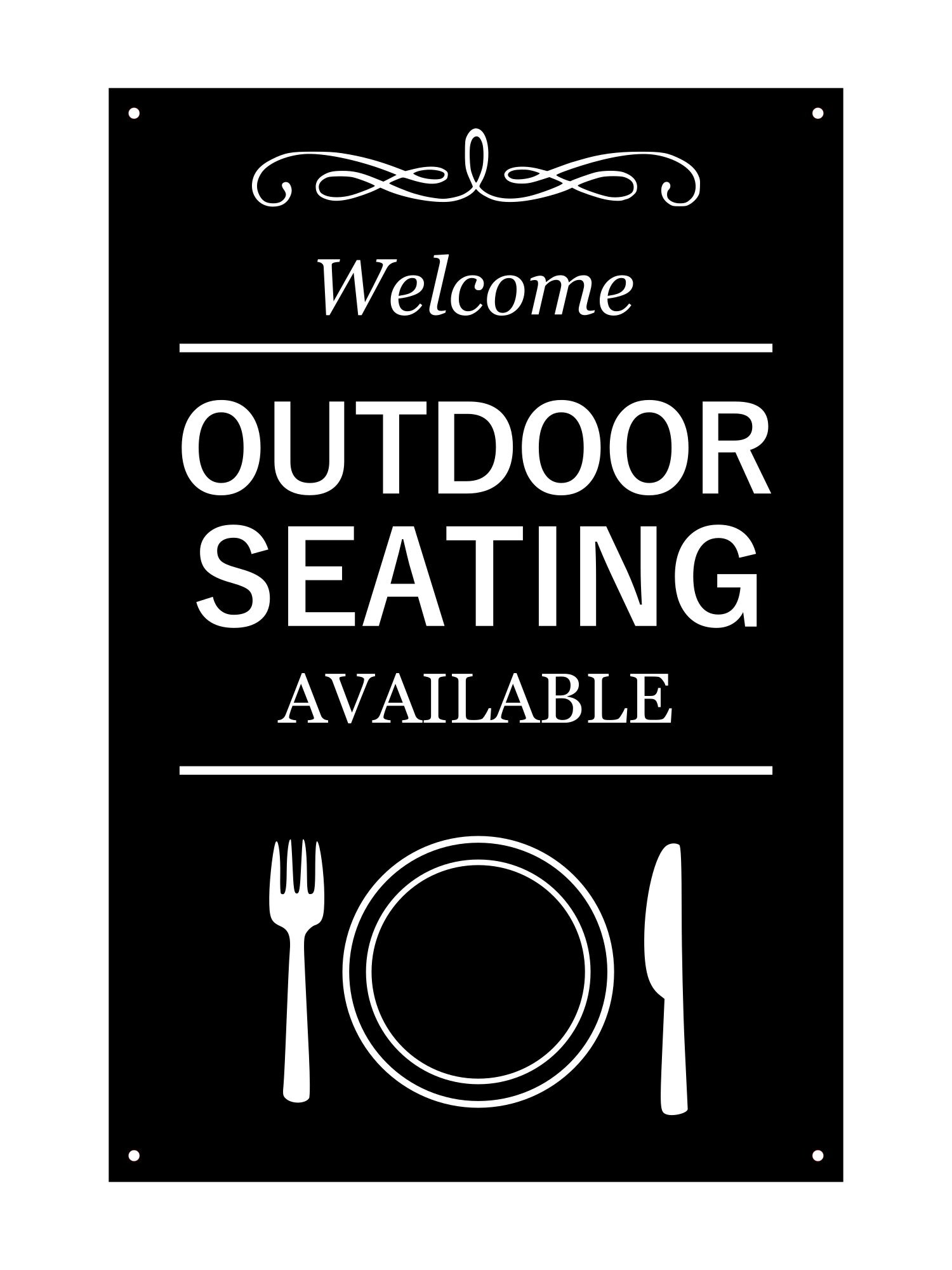 OUTDOOR SEATING SIGN Black / Grey / Wood Effect Acrylic | Etsy