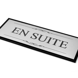 En Suite Bathroom Door Sign, Adhesive Plaque Stylish Metallic Silver ...