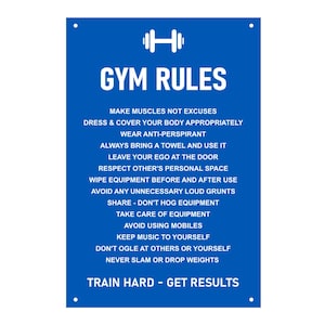 Gym Rules - Etiquette Sign Plaque Notice - Etsy
