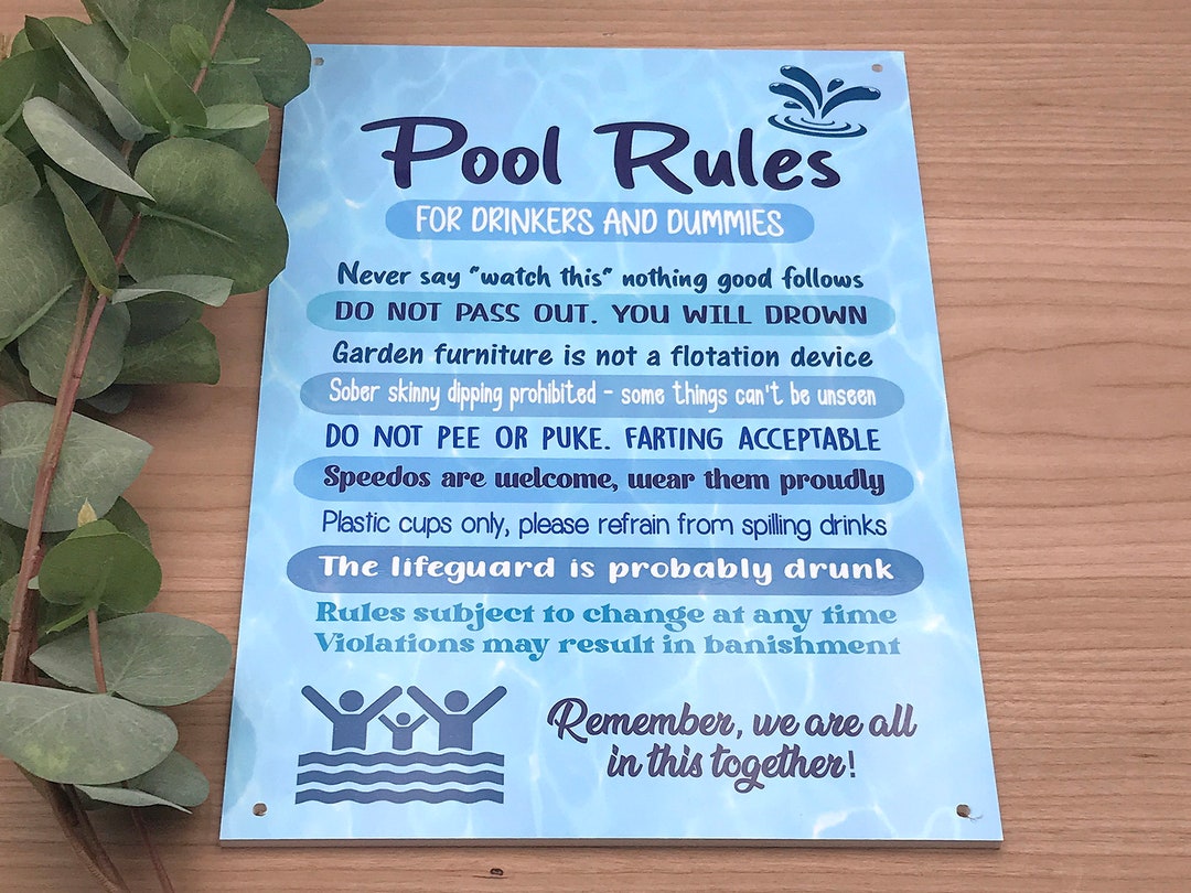 Pool Rules Sign, Novelty Gift - Etsy