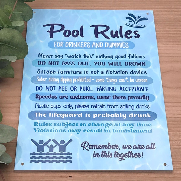 Pool Rules Sign - Etsy