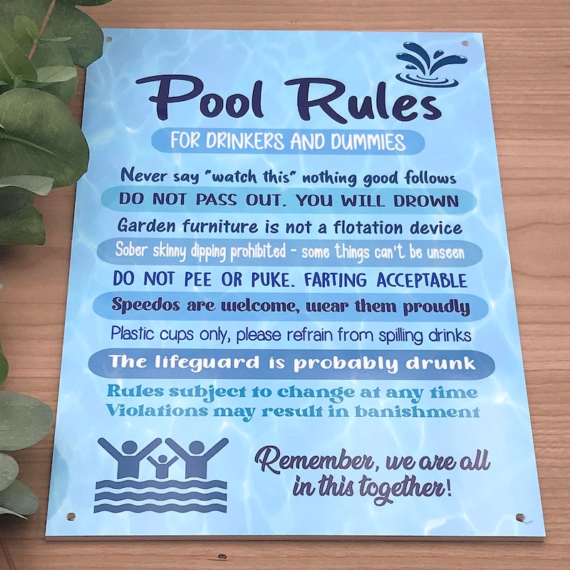 Pool Rules Sign - Etsy