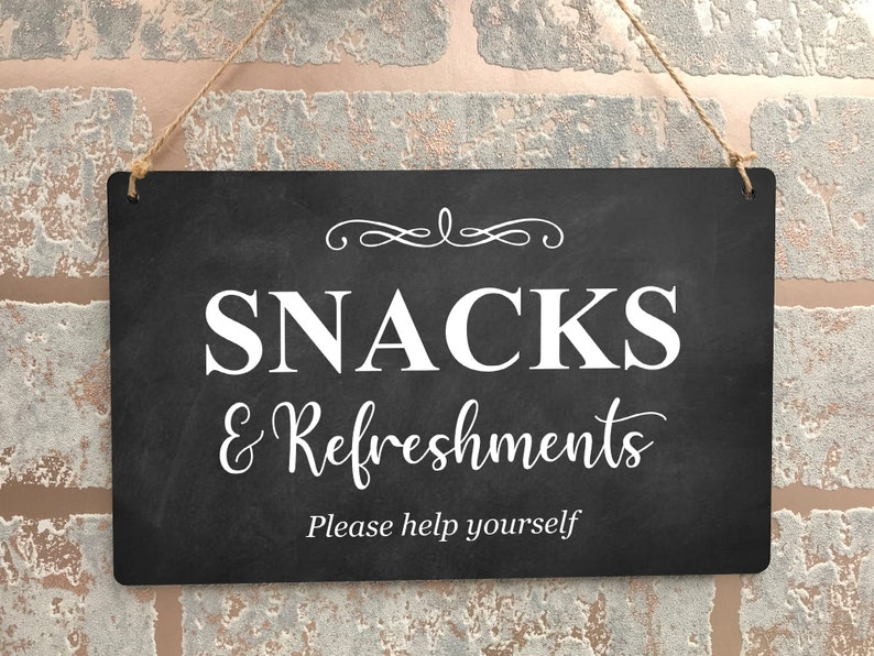 Snacks & Refreshments | Hanging Sign | Guest Notice - Etsy