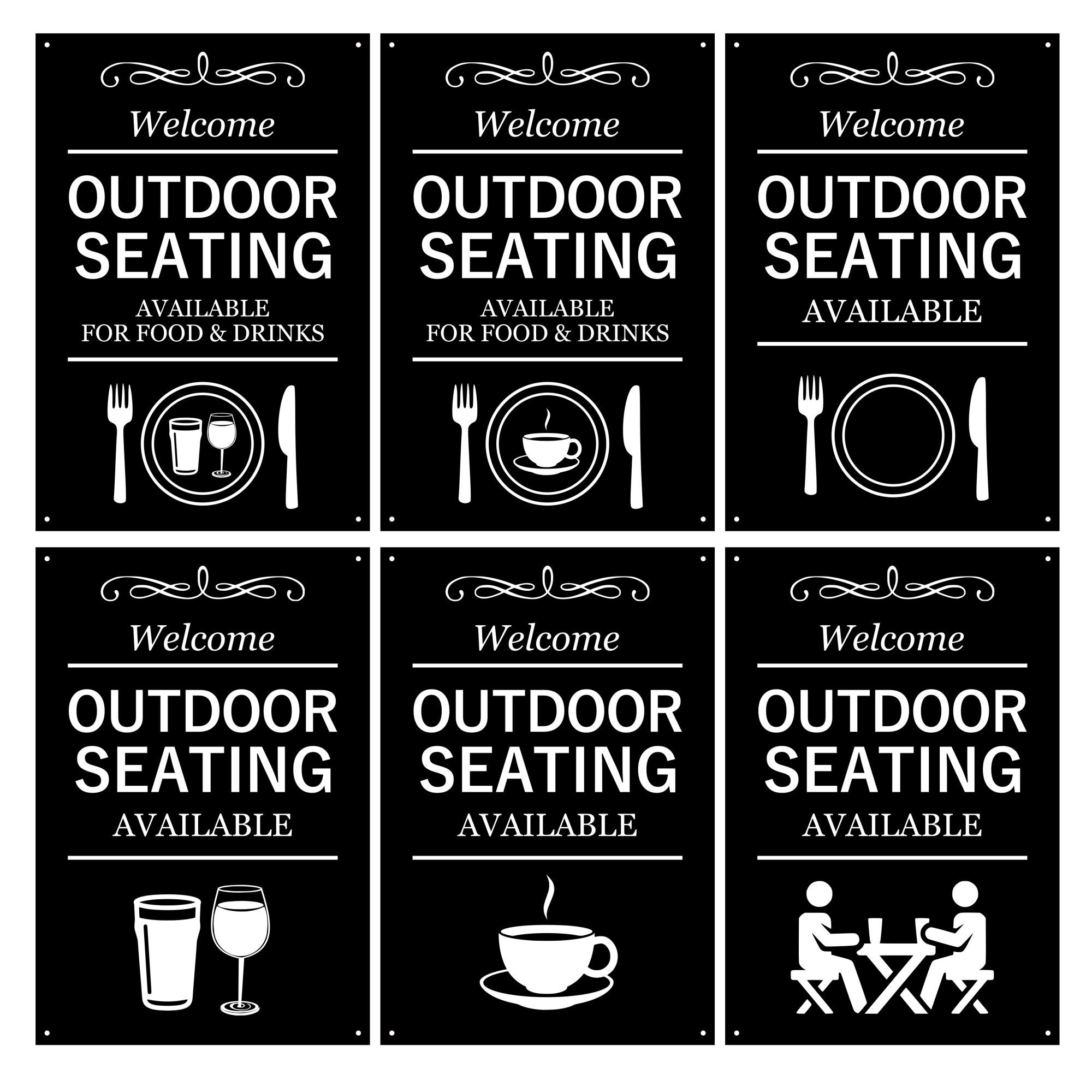 OUTDOOR SEATING SIGN Black / Grey / Wood Effect Acrylic | Etsy