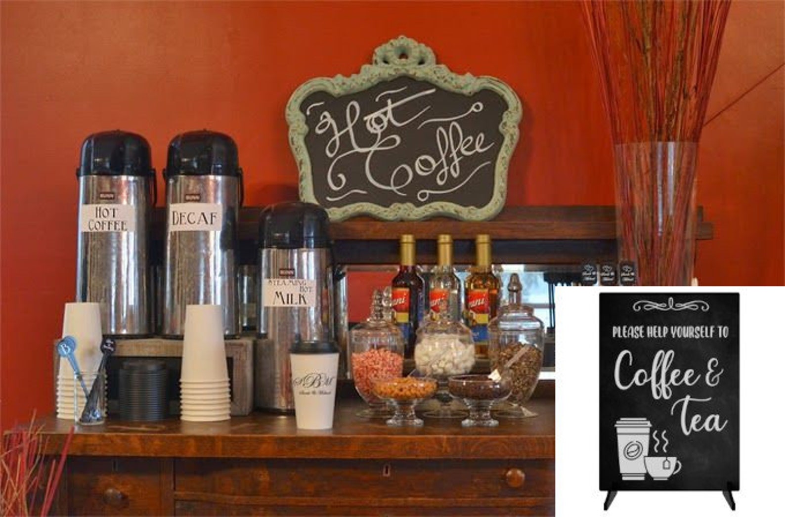 Please Help Yourself to Coffee & Tea Sign / Notice Black White ...