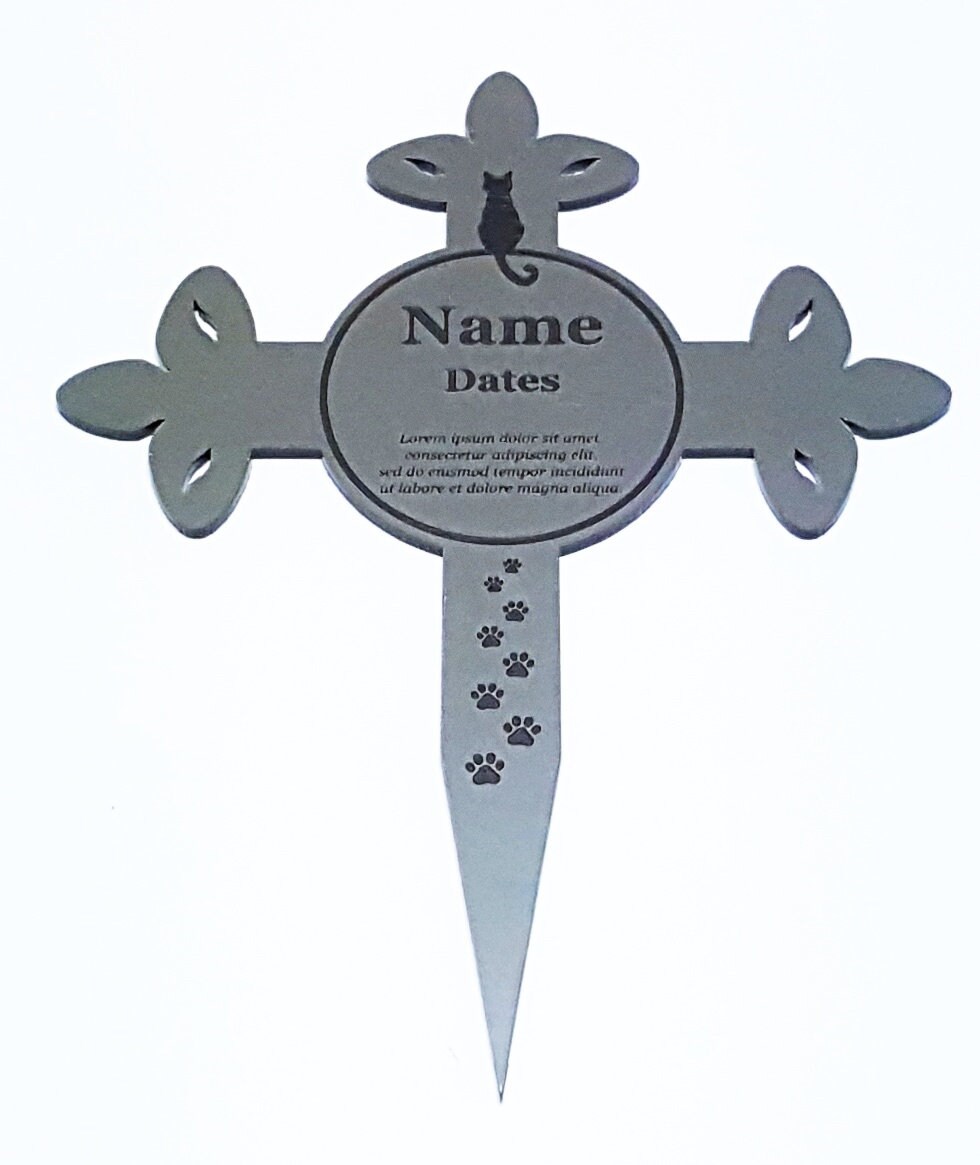 Personalised Circular Pet Cat Memorial Plaque Stake SILVER - Etsy UK