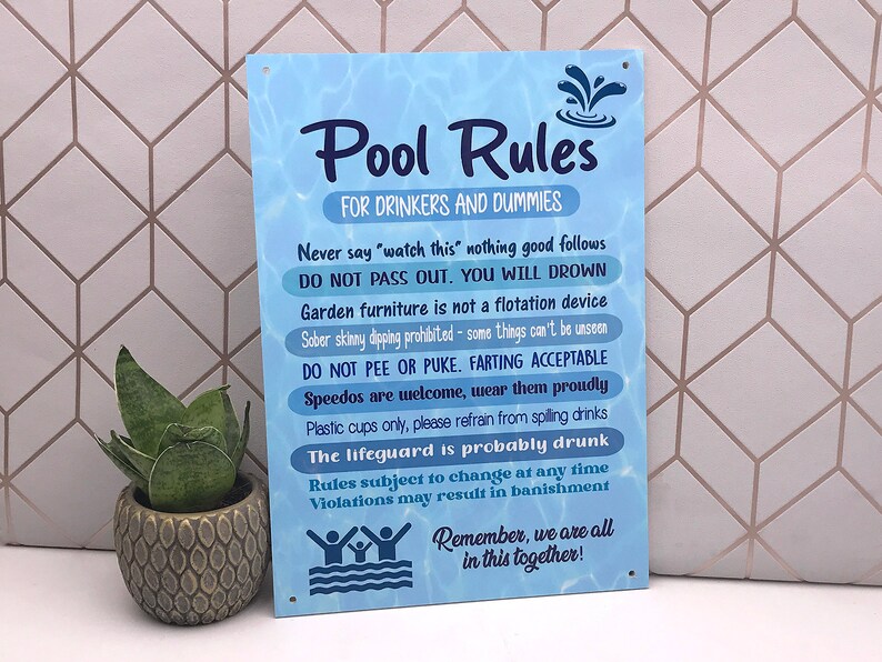 Pool Rules Sign Novelty Gift - Etsy