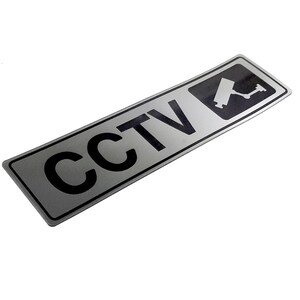 Silver CCTV Adhesive Sign - Warning, Notice, Brushed Silver, for ...